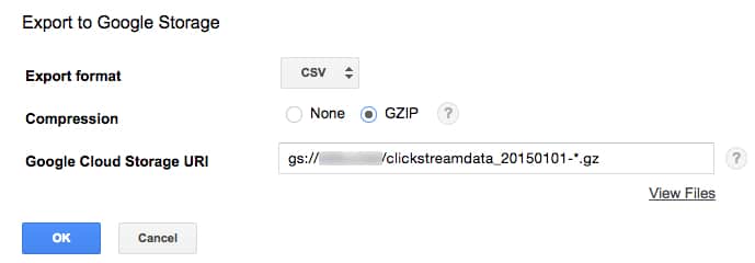 How to export Google Analytics BigQuery Clickstream Data